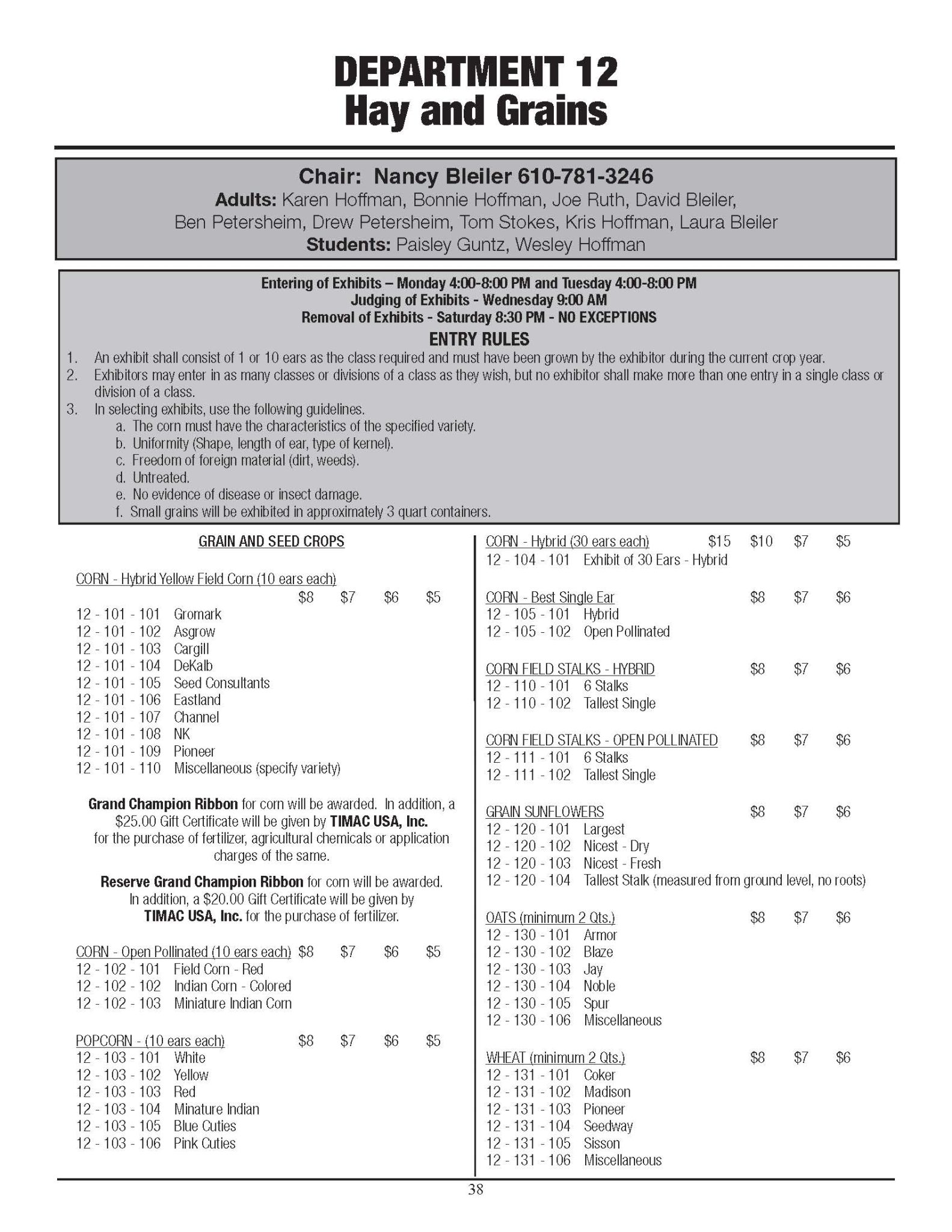 Departments - Oley Fair