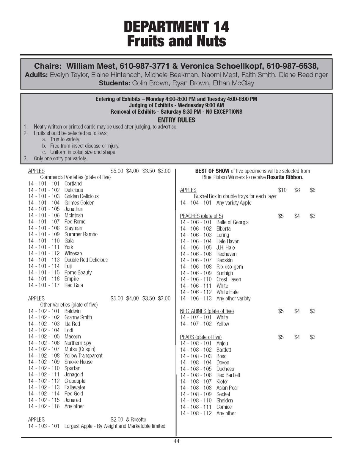 Departments - Oley Fair