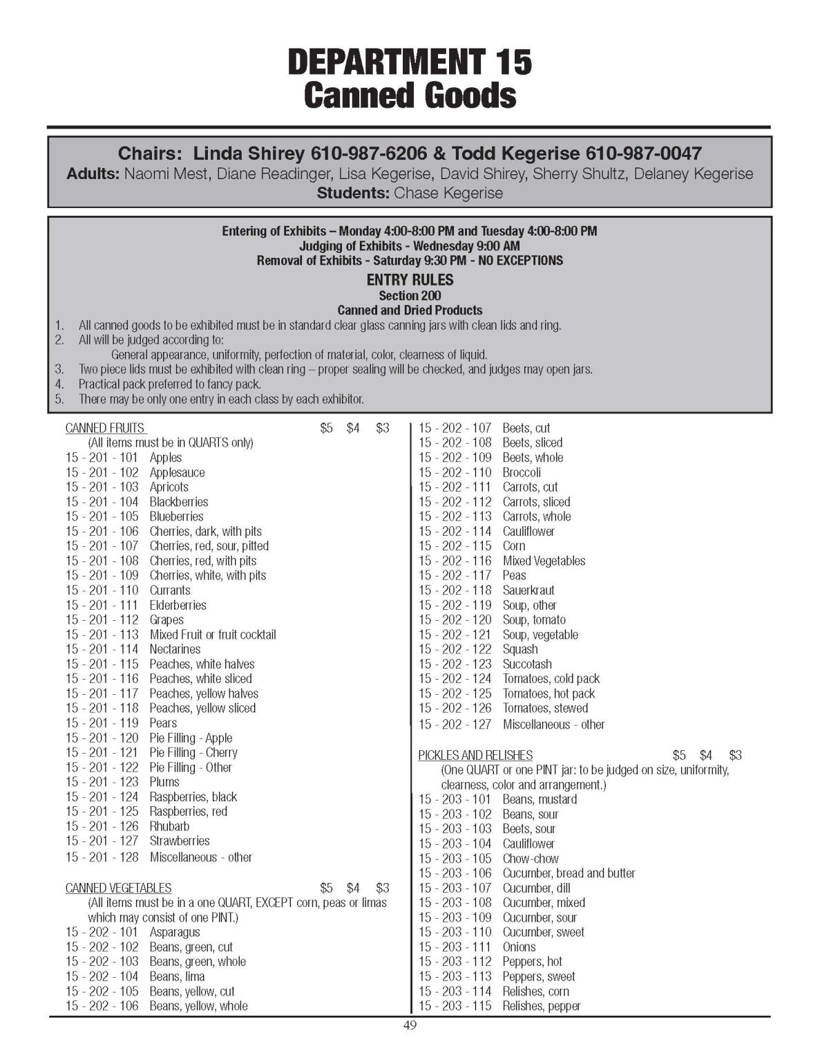 Departments - Oley Fair